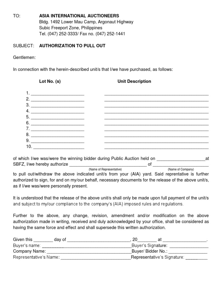 Authorization to Pull Out | Government | Politics | Free 30-day Trial ...