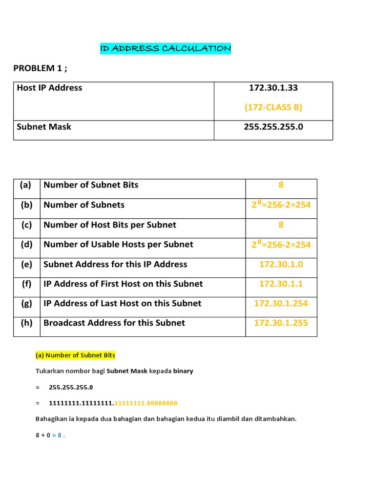 IP Address Calculation (Noor Hafiza BT Mohd Napi) | PDF