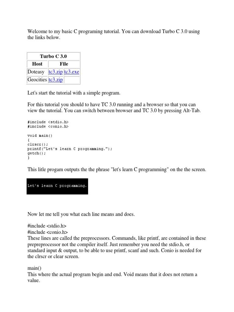 Welcome To My Basic C Programing Tutorial Pdf Computer Programming Software Engineering