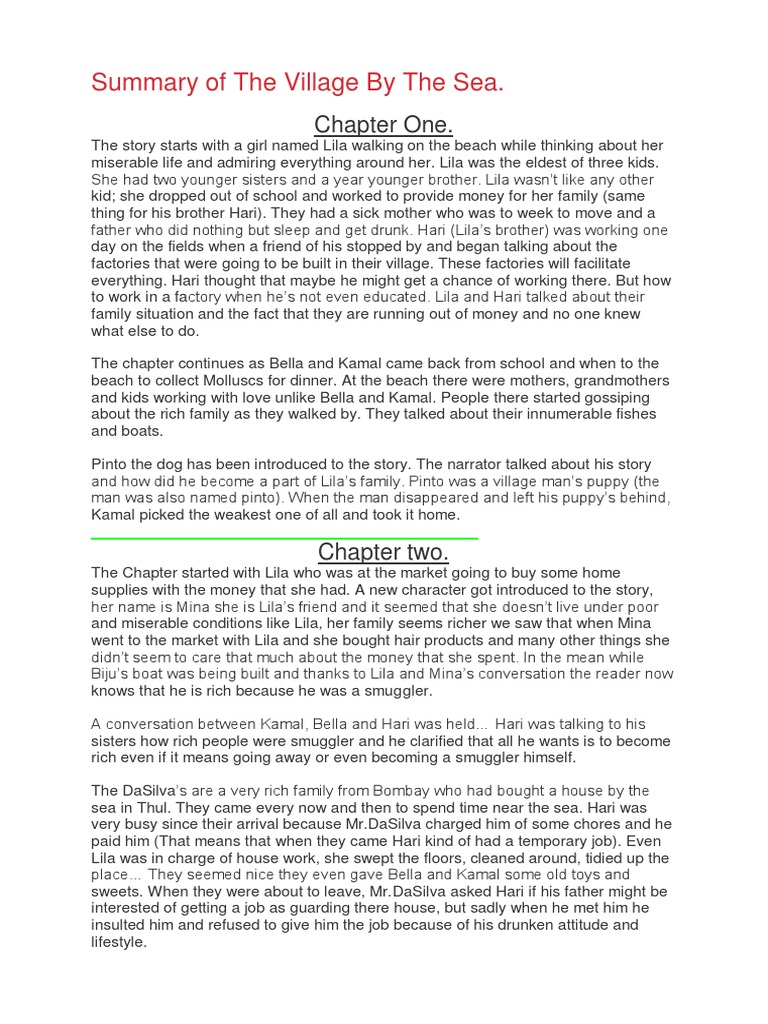 Summary of The Village by The Sea.: Chapter One | PDF | Hospital