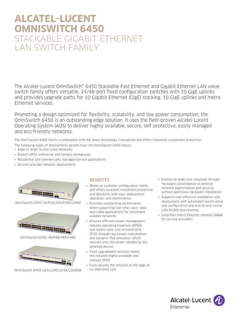 OmniSwitch 6450-24-48 Datasheet en | PDF | Computer Network | I Pv6