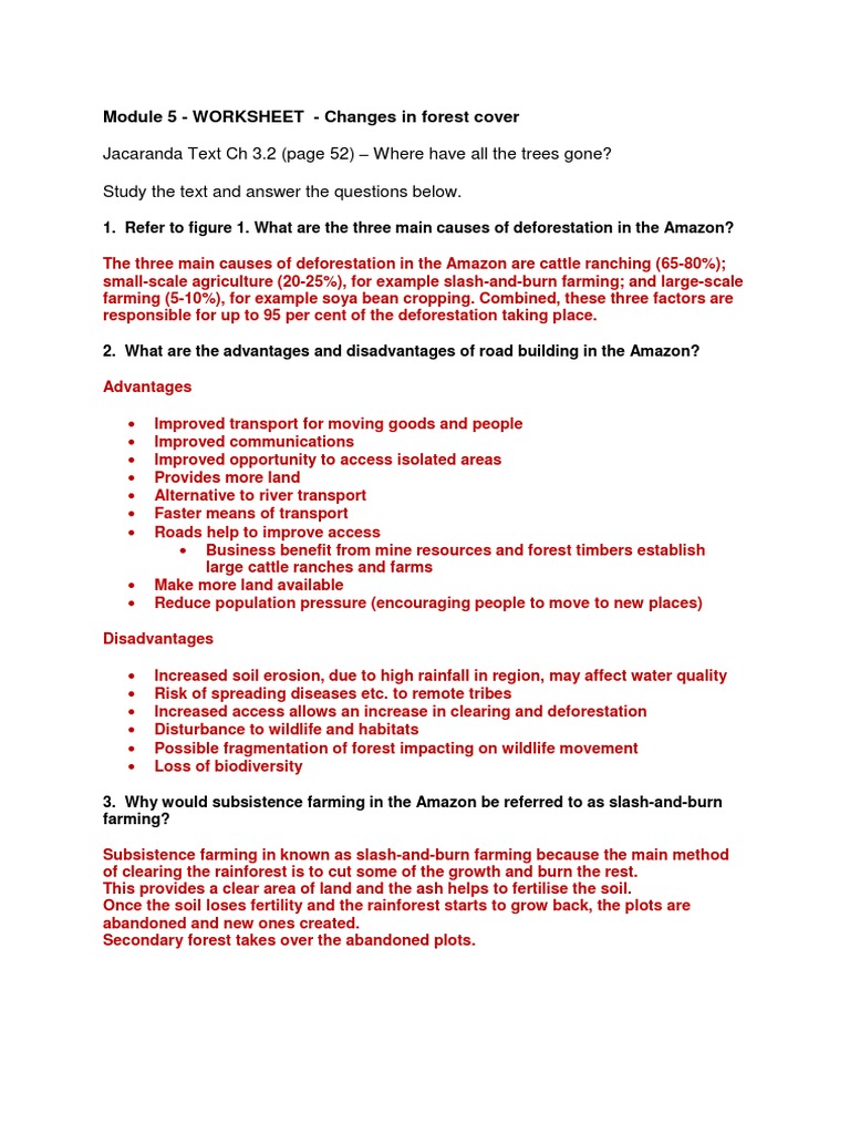Mod 5 Worksheet | PDF | Deforestation | Amazon Rainforest