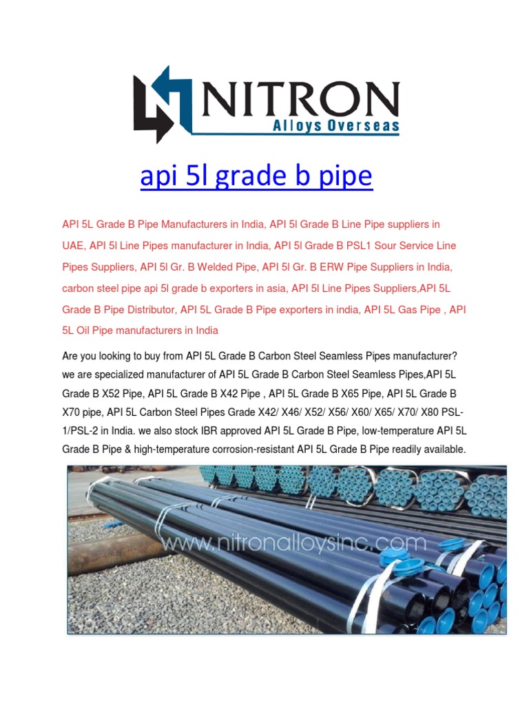 Api 5l Grade B Pipe | PDF | Pipe (Fluid Conveyance) | Building Engineering