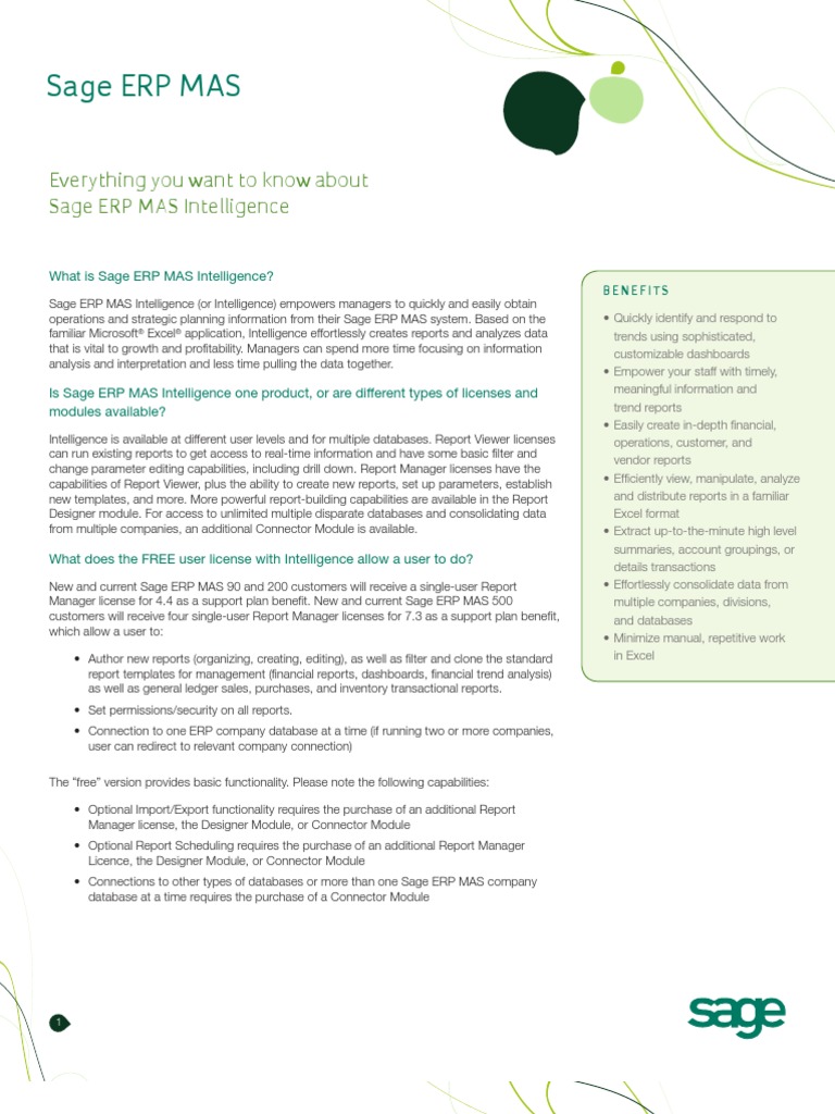 Sage ERP MAS Intelligence | PDF | Enterprise Resource Planning ...