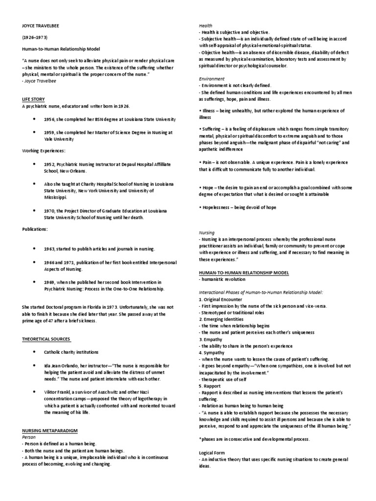 JOYCE TRAVELBEE and DOROTHY JOHNSON | PDF | System | Nursing