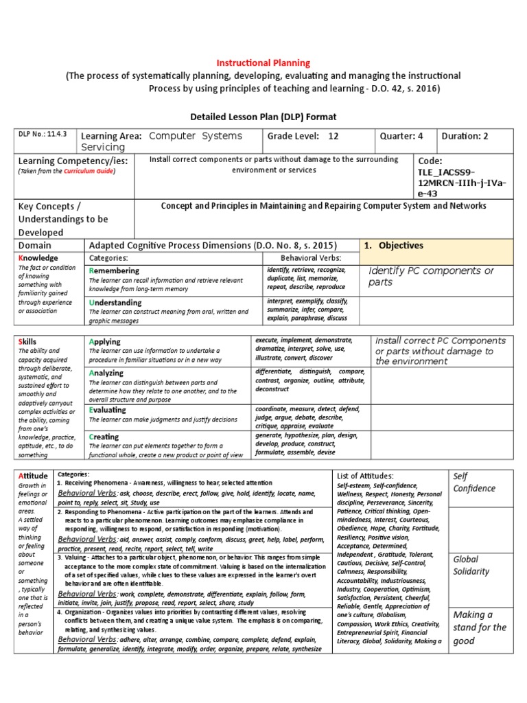 Grade 12 Computer Systems Lesson Plan | PDF | Lesson Plan | Value (Ethics)