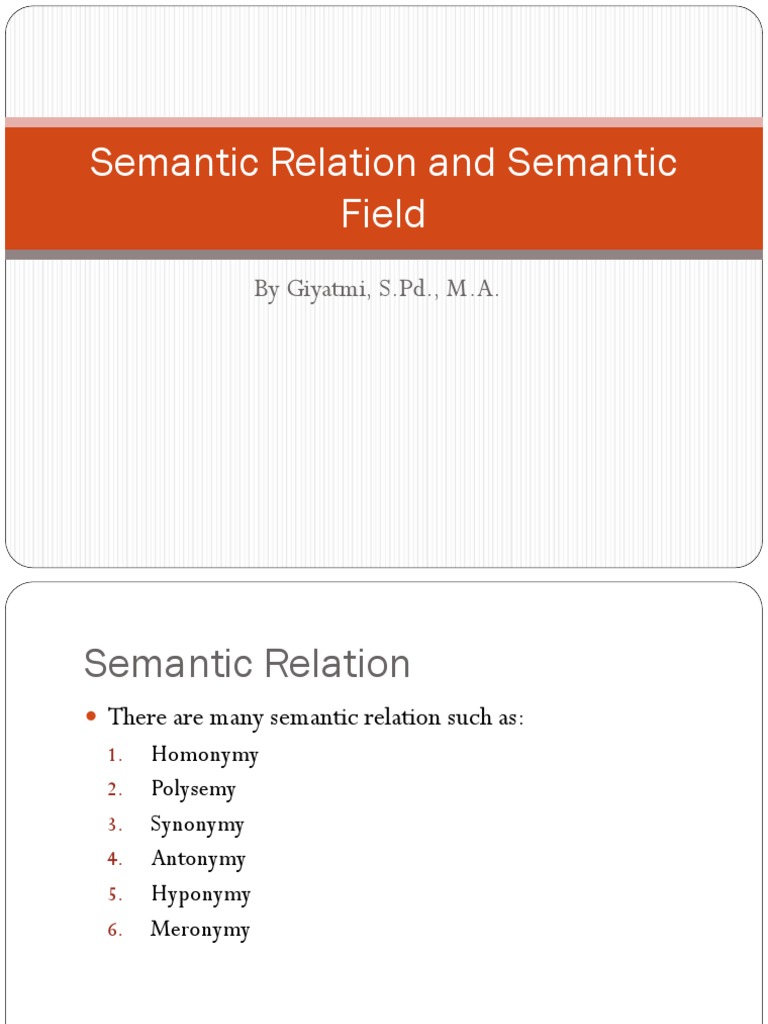 Semantic Relation and Semantic Field | PDF | Semantics | Semiotics