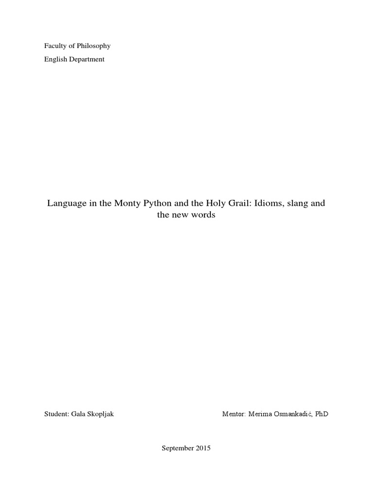 Monty Python's Grail: Slang and Idioms | PDF | Monty Python | Idiom
