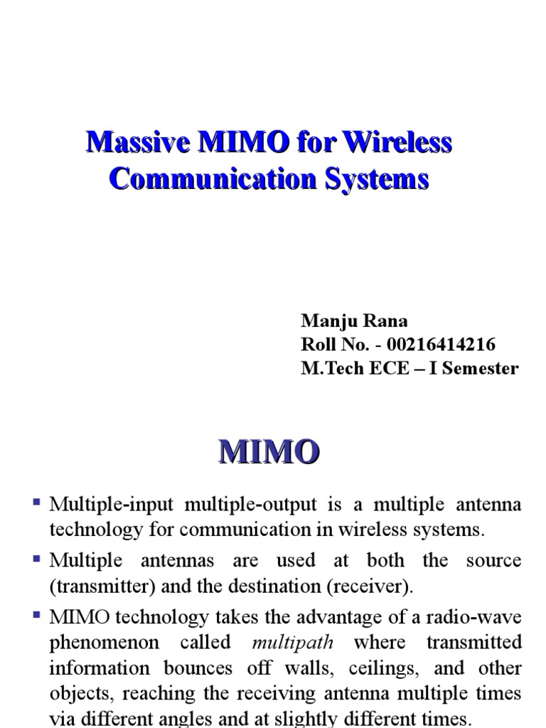 Massive MIMO- PPT Term Paper - Final | Mimo | Broadcasting