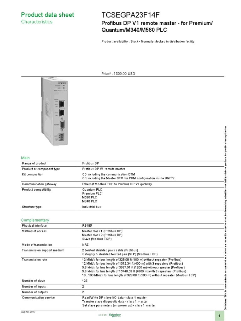 Profibus DP and Interbus Fieldbus - TCSEGPA23F14F | PDF | Physical ...