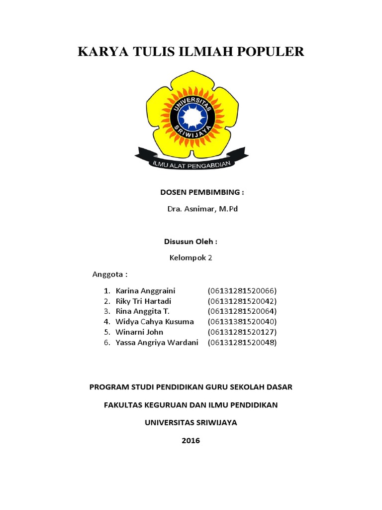 Cover Karya Tulis Ilmiah Populer | PDF