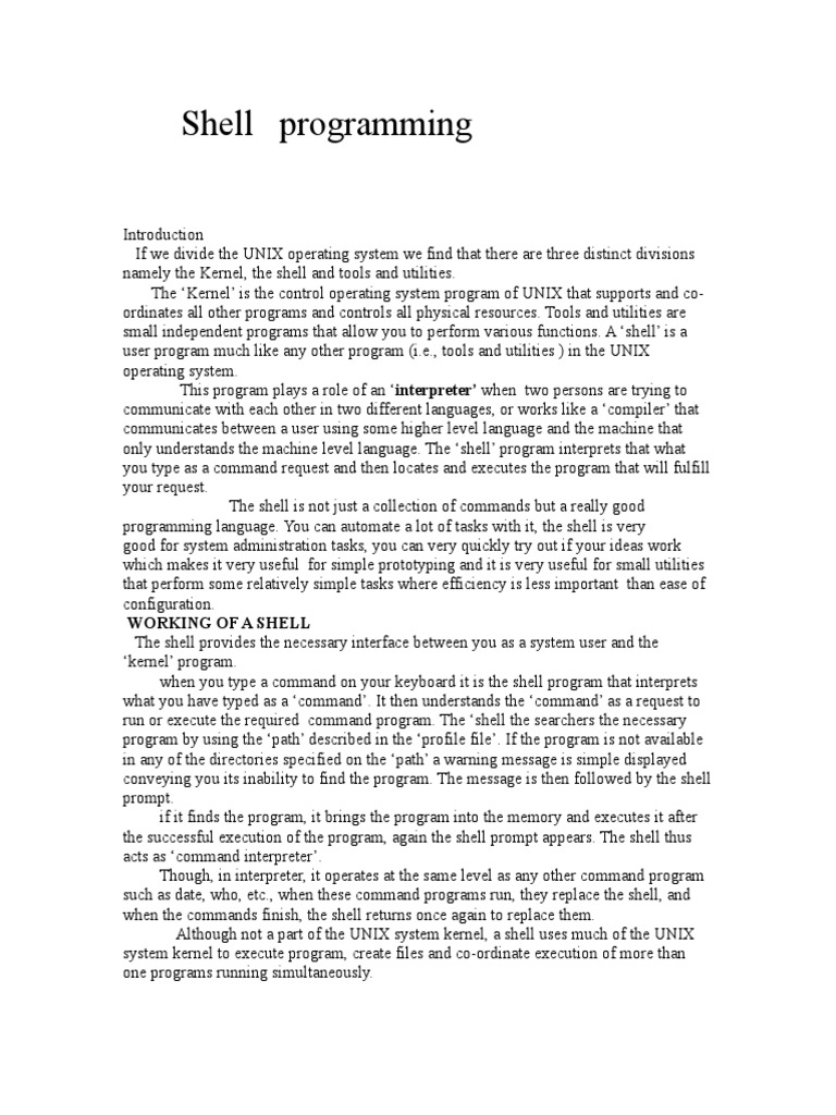Shell Programming | PDF | Command Line Interface | Parameter (Computer Programming)