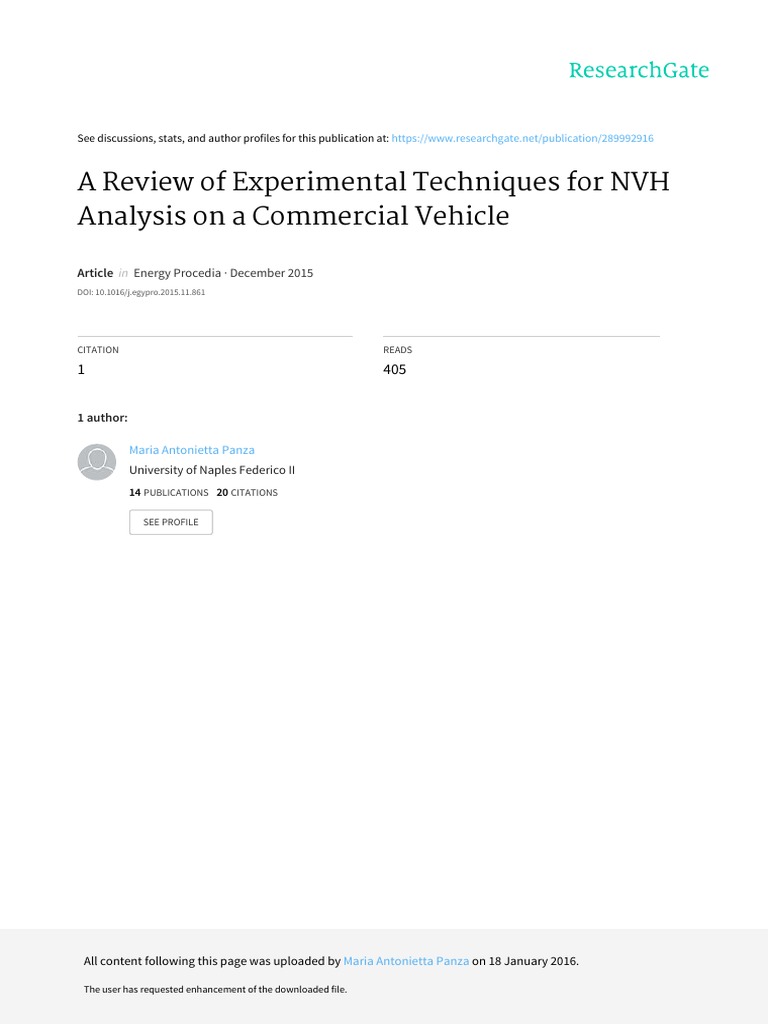 NVH A Review of Experimental Techniques For NVH | PDF | Sound | Acoustics