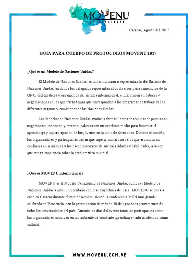 Protocolo MOVENU 2017: Guía Completa | PDF | Naciones Unidas ...