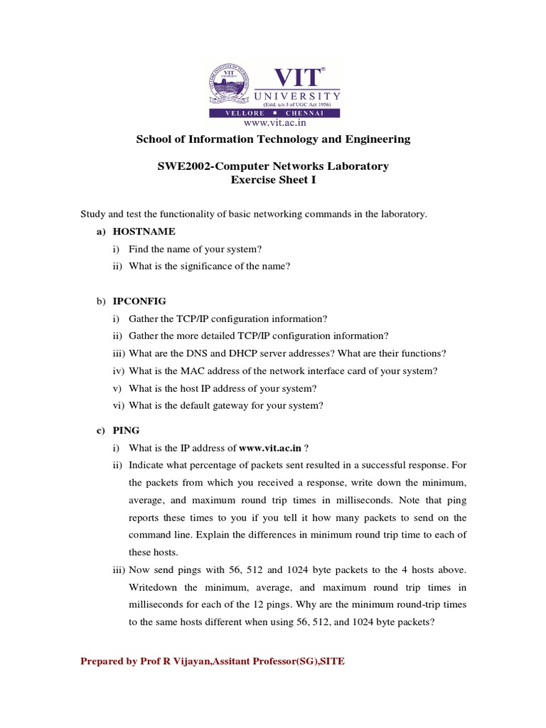 Networking Commands Exercises | PDF | Ip Address | Transmission Control Protocol