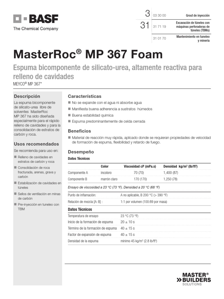 TDS MasterRoc MP 367 Foam | PDF | Calidad (comercial) | Producto (Negocio)