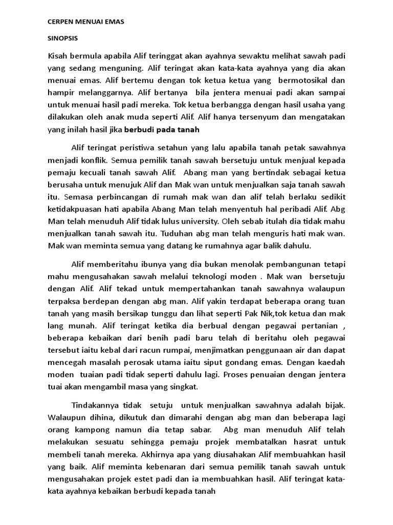 Cerpen Menuai Emas | PDF