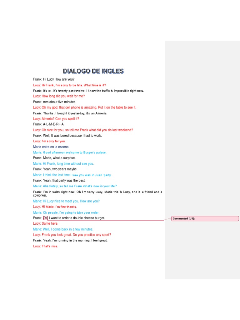 Marie Entra en La Escena: Commented (U1) | PDF