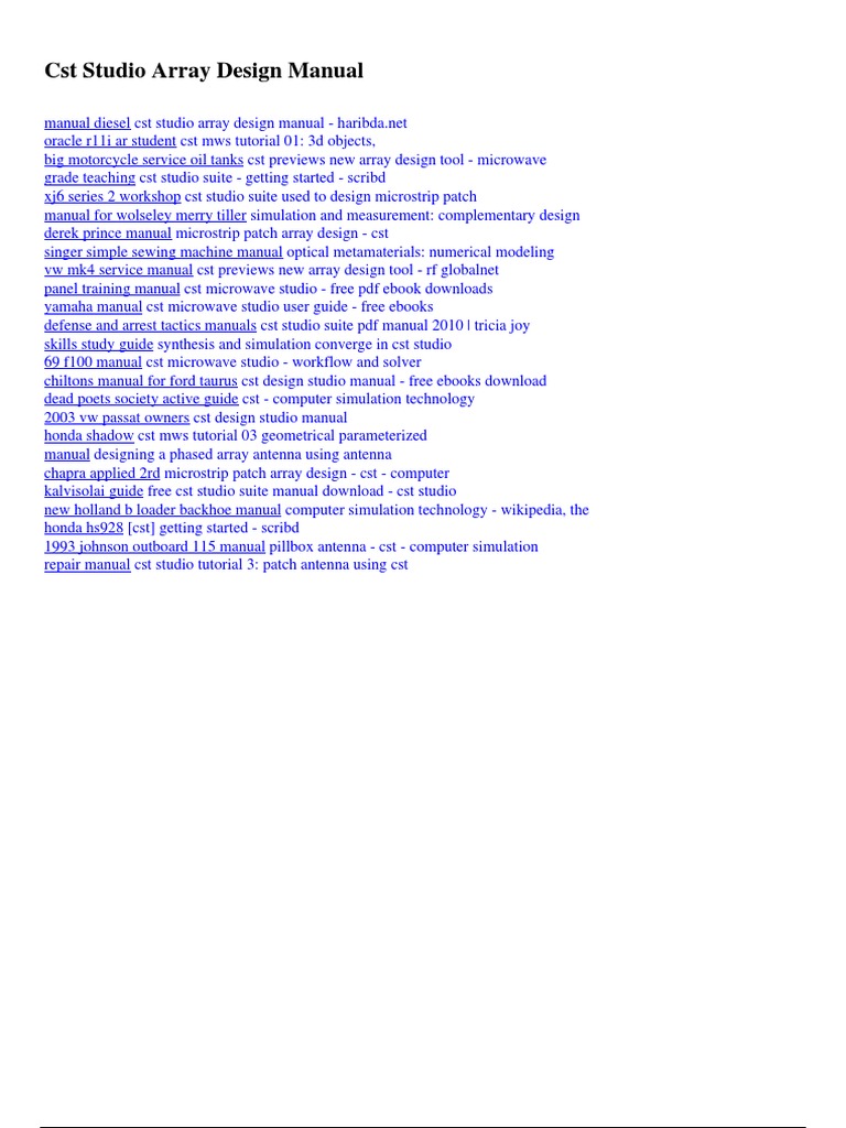 CST Studio Array Design Manual PDF | PDF