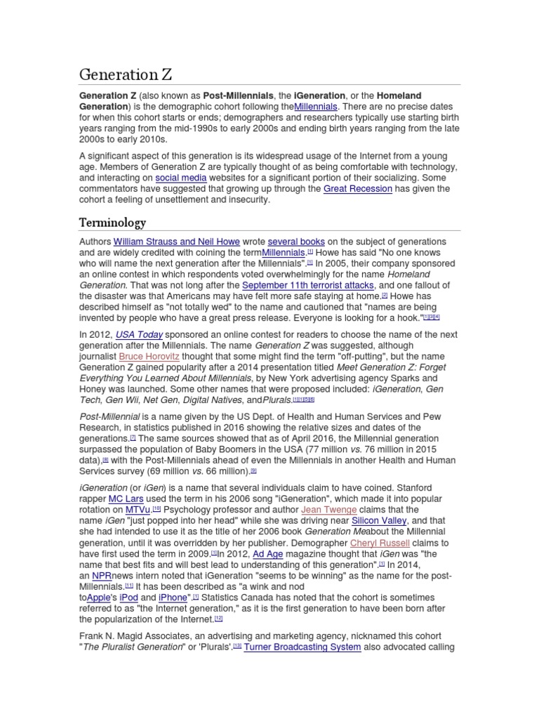 Generation Z | PDF | Adolescence | Millennials