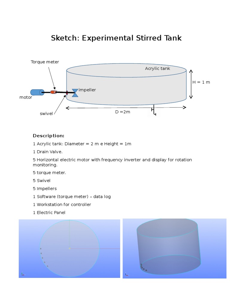 Sketch: Experimental Stirred Tank: Description | PDF