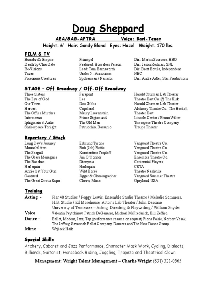 Doug Sheppard Resume 6 | PDF | Culture (General) | Leisure