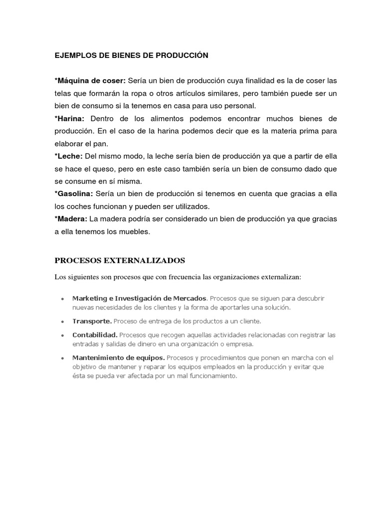 Ejemplos de Bienes de Producción | PDF | Bienes | Panes
