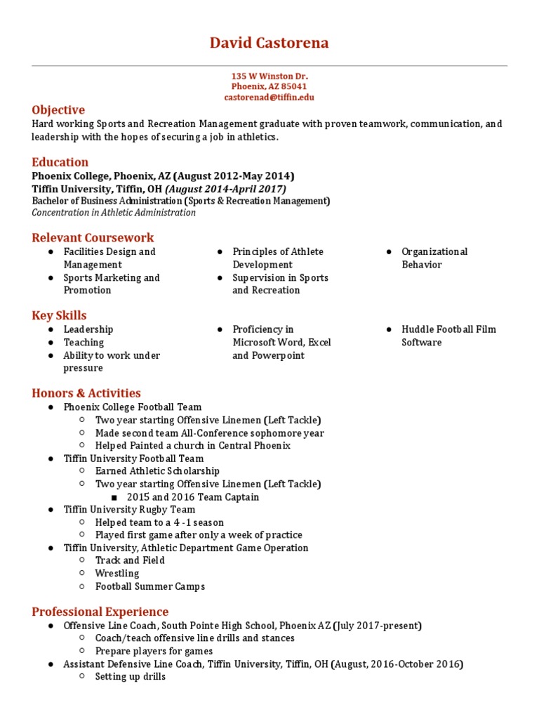 Davids Resume | Download Free PDF | Sports | Business