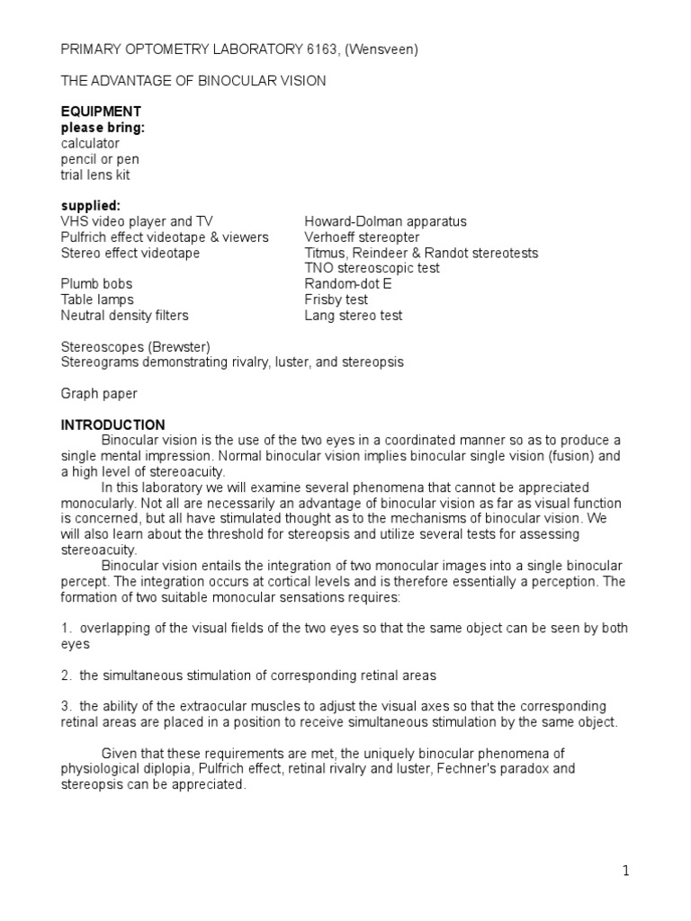 Stereopsis Lab | PDF | Stereoscopy | Eye