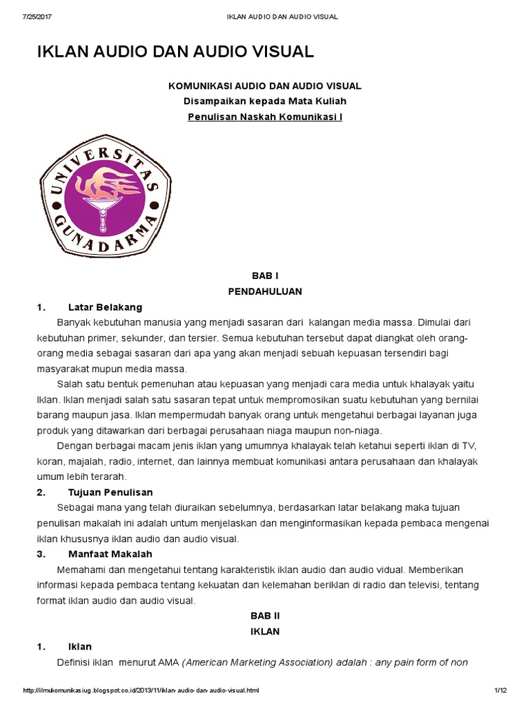Iklan Audio Dan Audio Visual | PDF