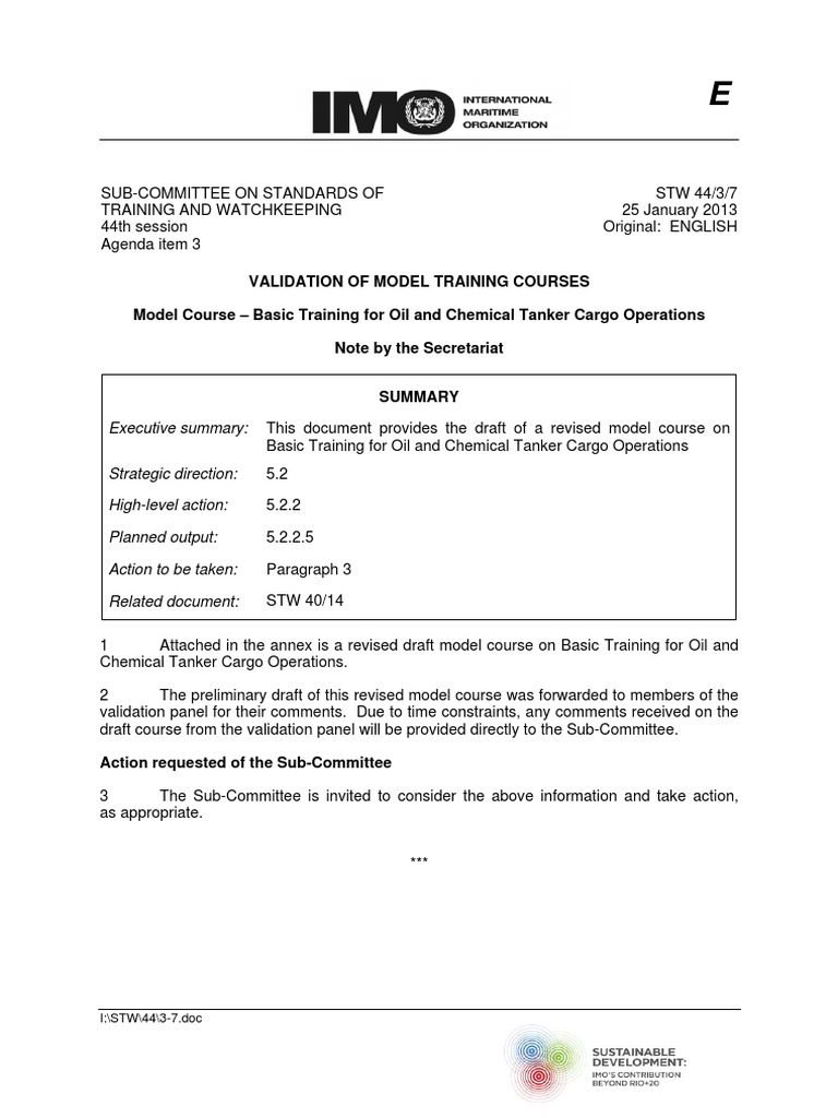 Basic Training For Oil and Chemical Tanker Cargo Operations | PDF ...