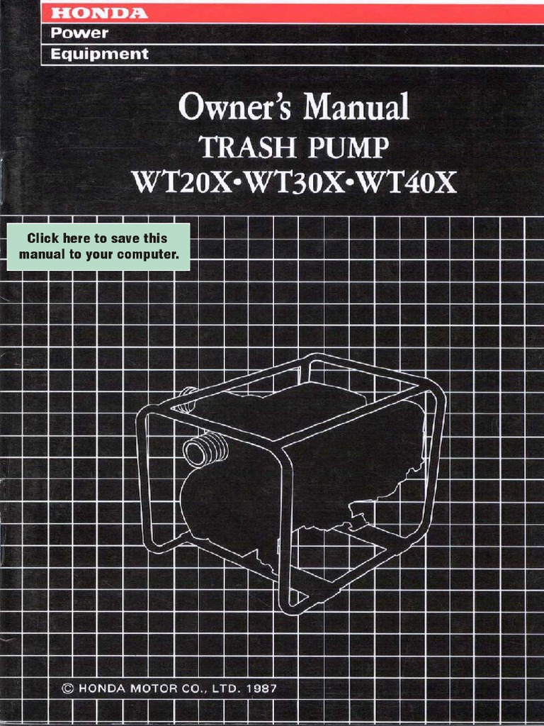 Honda WT30X Trash Pump Manual | PDF | Carburetor | Gasoline