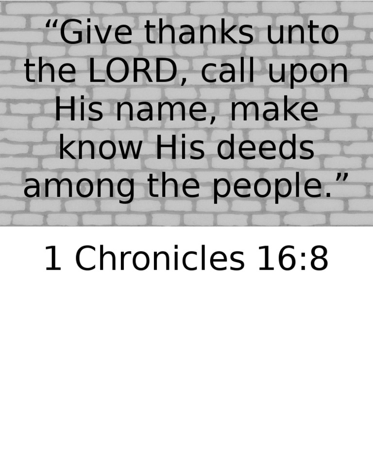1 Chronicles 16:8 Memory Verse | PDF