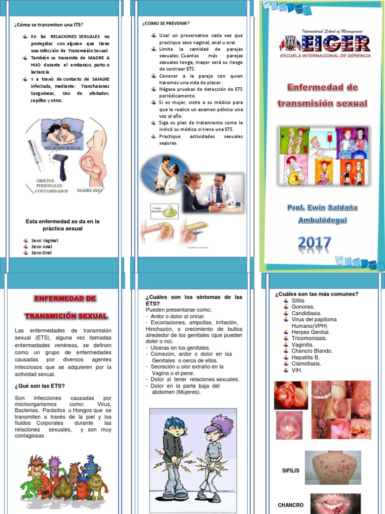 Triptico de Transmision Sexual EIGER | PDF | Infección transmitida sexualmente | Patologia clinica