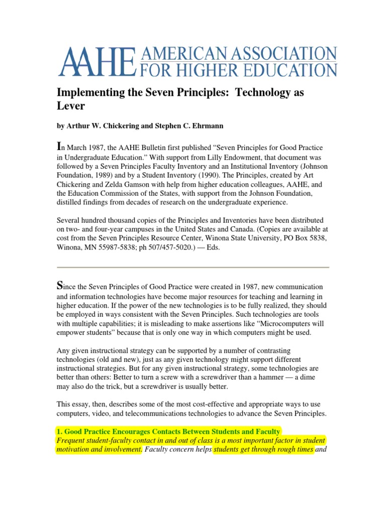 Implementing Seven Principles | PDF | Simulation | Evaluation