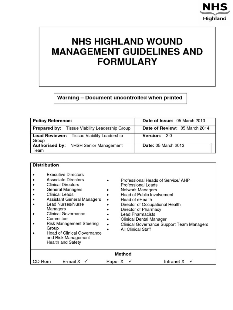 NHS Highland Wound Management Guidelines and Formulary PDF | PDF ...