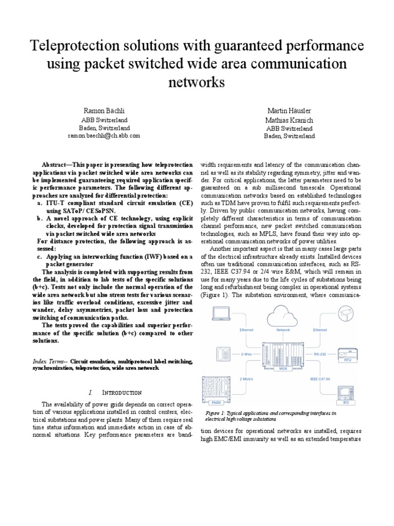 Teleprotection Solutions With Guaranteed Performance Using Packet Switched Wide Area ...
