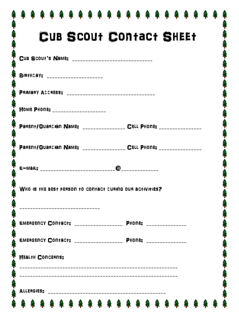 Cub Scout Contact Form | PDF