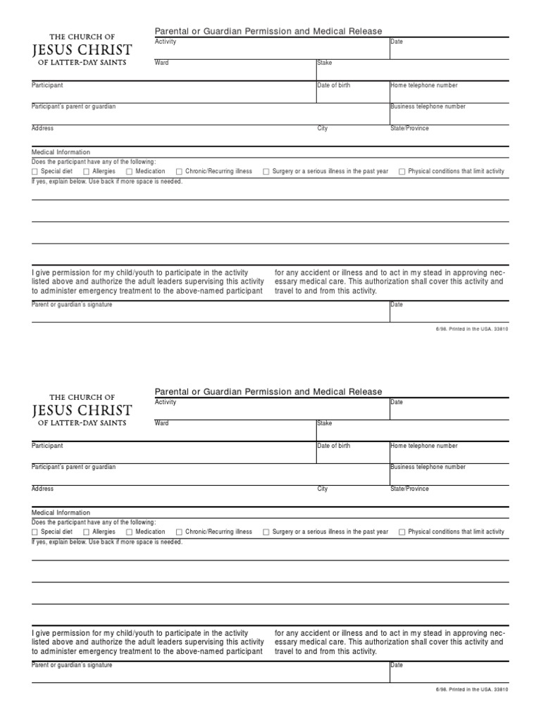 LDS Activity Consent Form | PDF