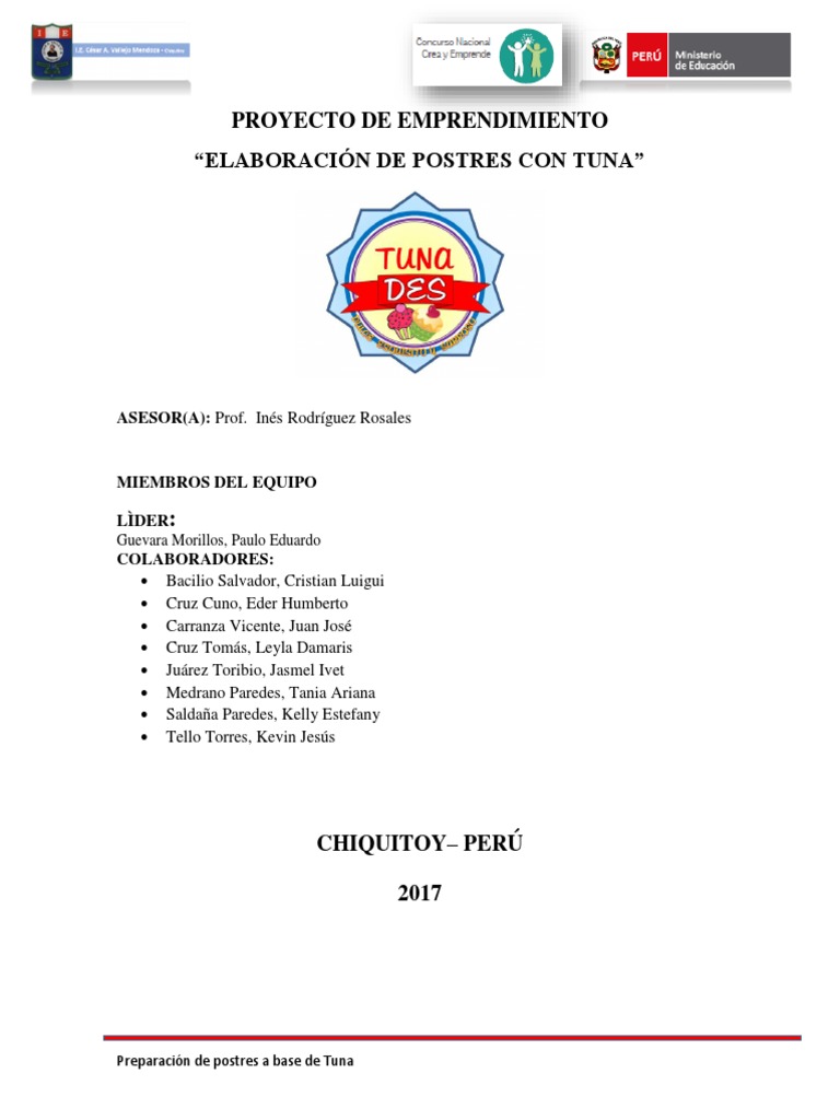 Proyecto de Ept-2017 | PDF | Postres | Calidad (comercial)