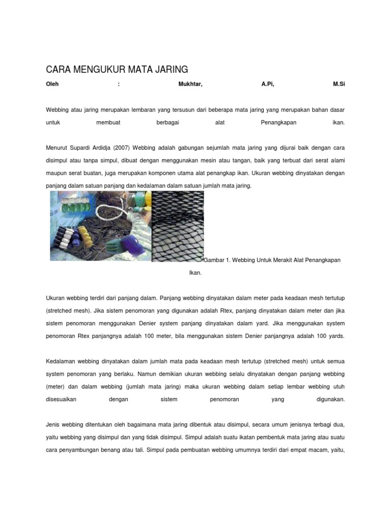 Cara Mengukur Mata Jaring | PDF