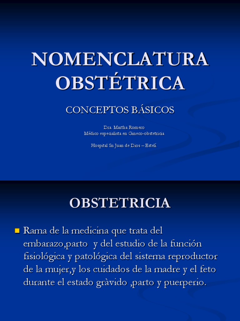 Nomenclatura Obstétrica | PDF | Parto | La salud de la mujer