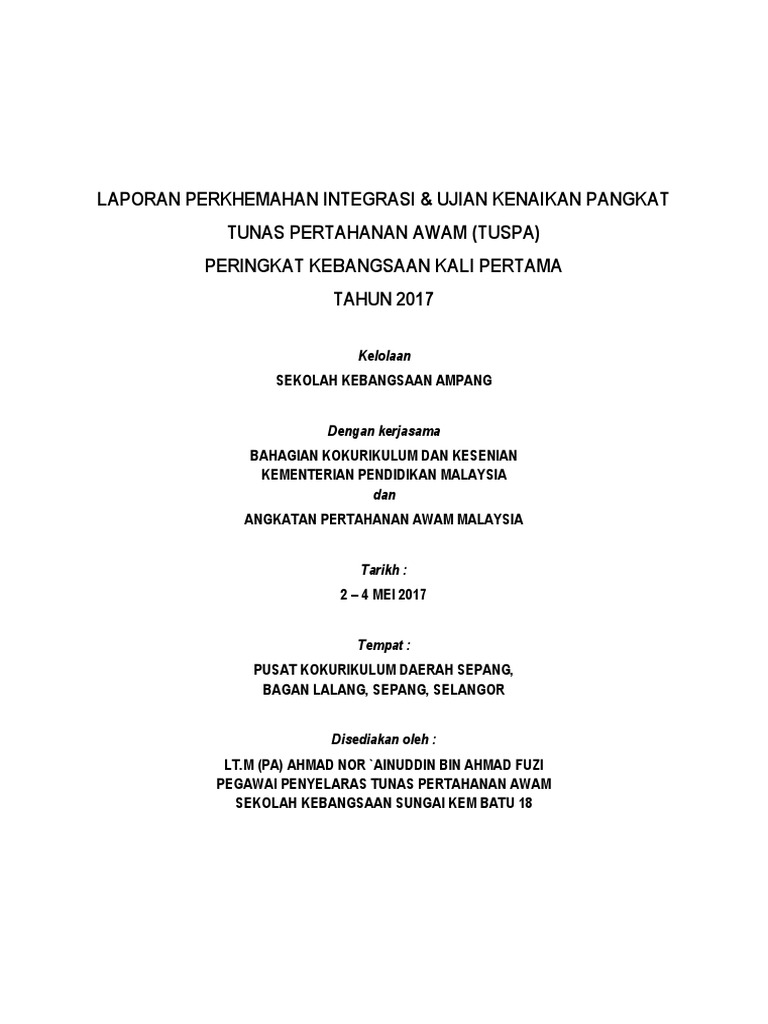 Laporan Perkhemahan Tuspa | PDF