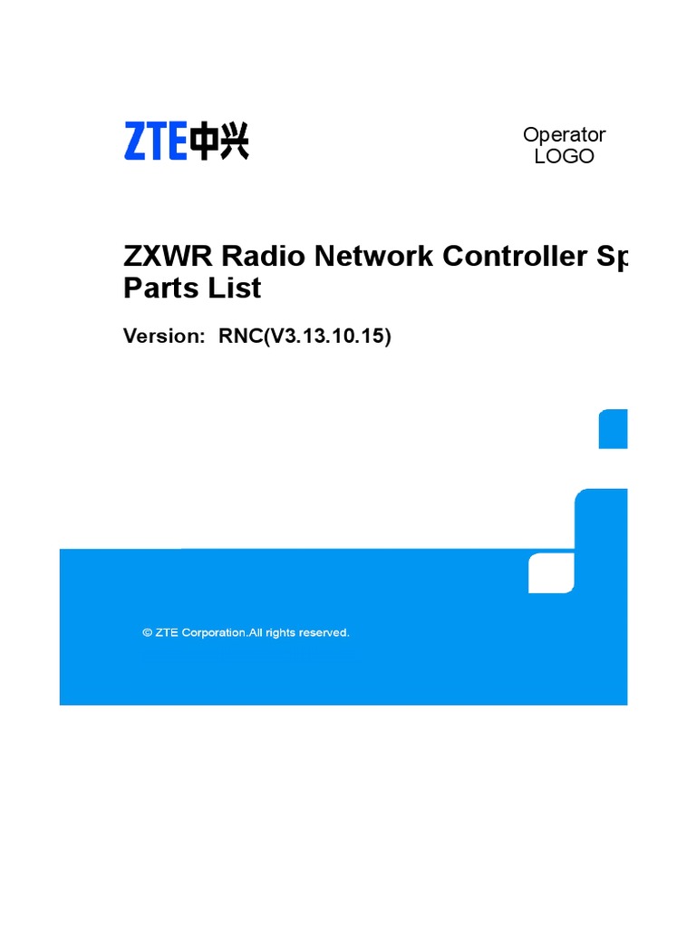ZXWR Radio Network Controller Spare Parts List Version RNC(V3.13.10.15 ...