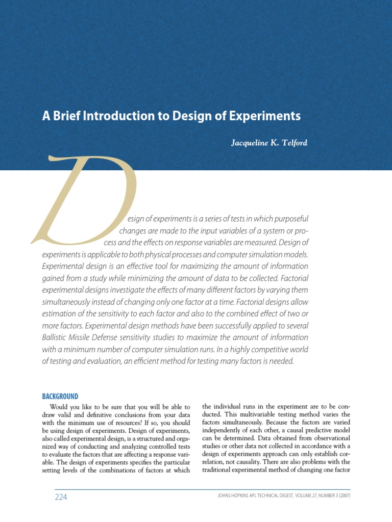 A Brief Introduction To Design of Experiments PDF | PDF | Design Of ...
