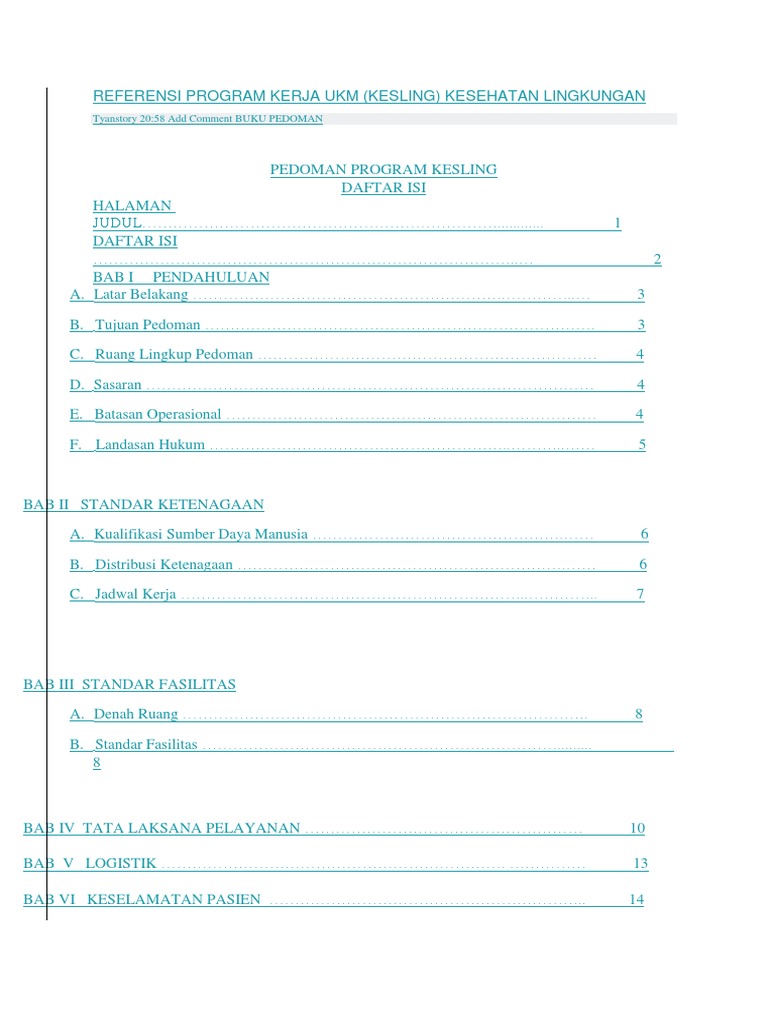 Referensi Program Kerja Ukm Kesling | PDF