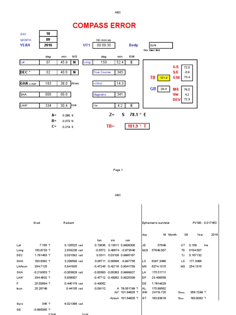 Compass Error | PDF