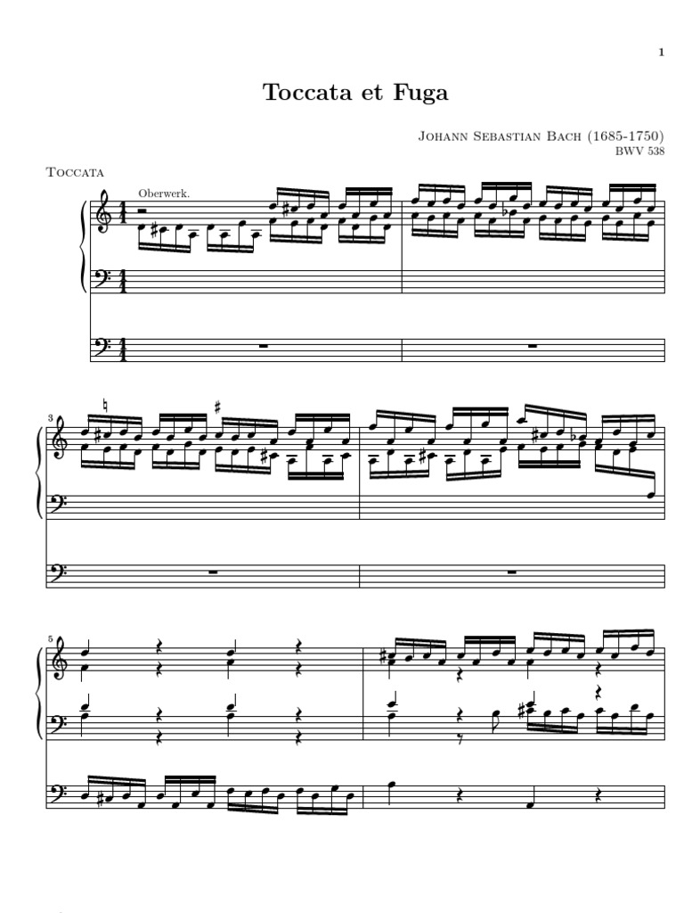 Toccata Et Fuga: N L L L L N | PDF | Compositions | Baroque Music