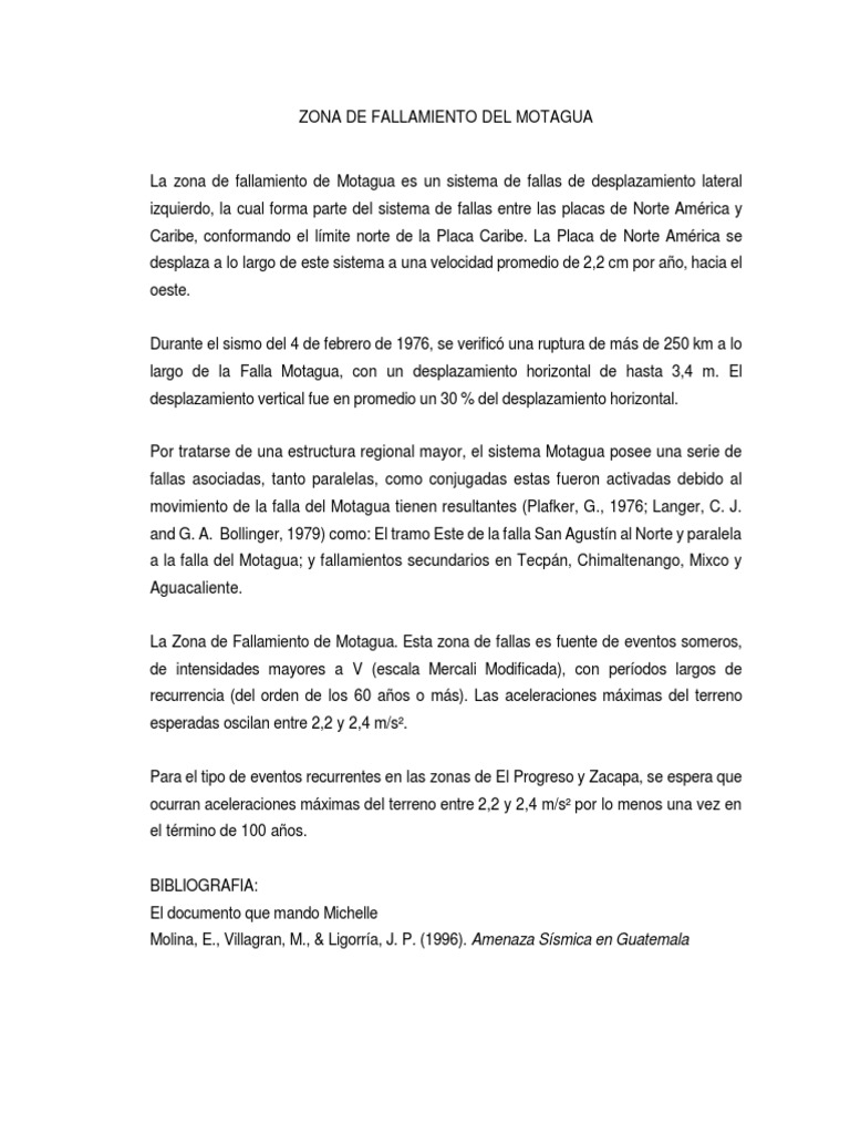 Características de la Falla del Motagua | PDF | Ciencia y matemáticas