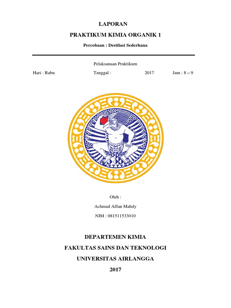 Template Cover Laporan Kimia Organik 1 | PDF